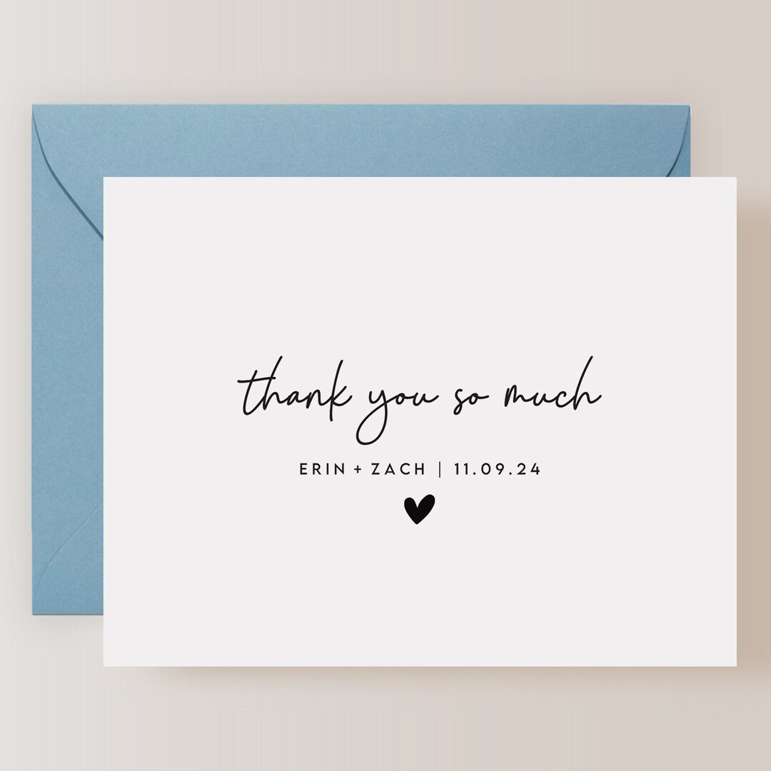 Set of Personalized Wedding Thank You Cards With Envelopes (FPS0003TYP ...