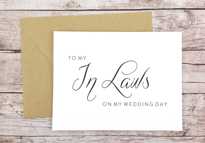 To My In Laws On My Wedding Day Card Wedding Card Thank You Etsy