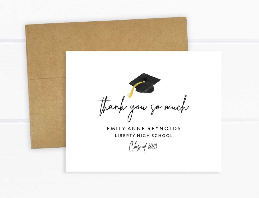 Set of Personalized Graduation Thank You Cards With Envelopes - Etsy