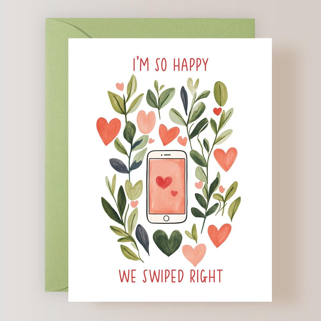 Swipe Right Card, Dating App Card, Valentines Day Card, Anniversary ...