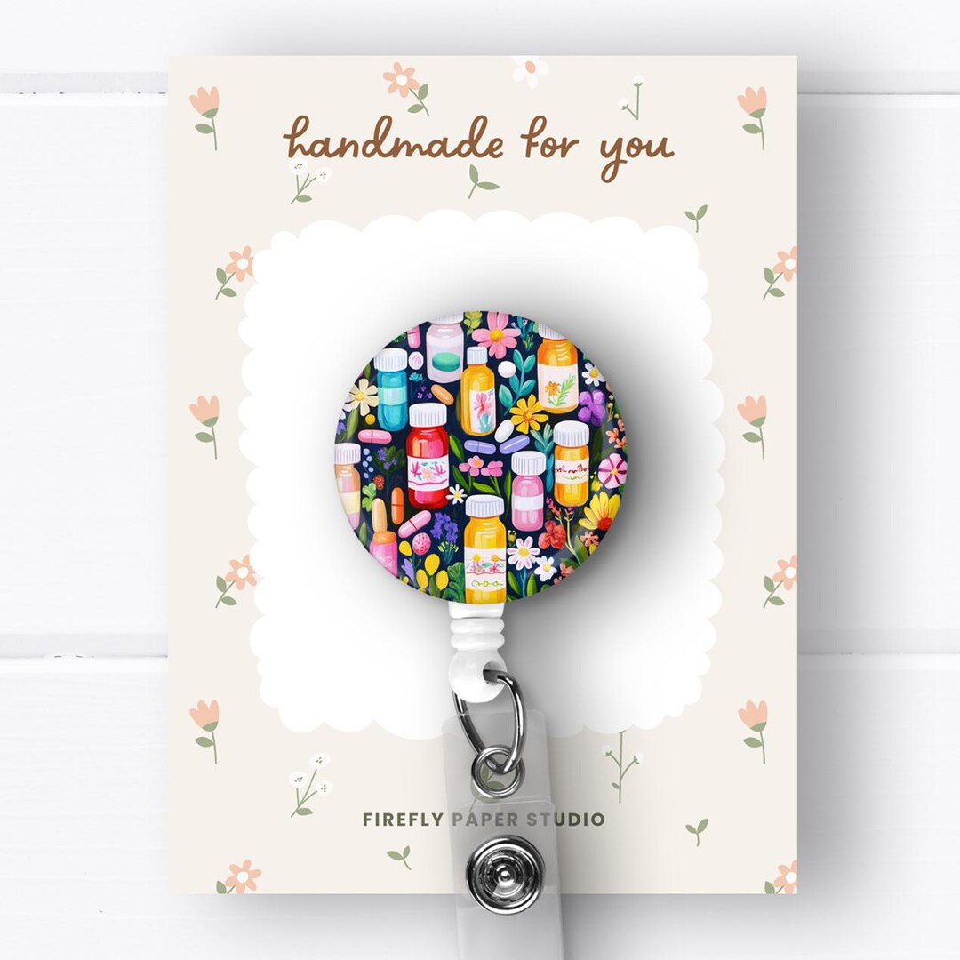 Pharmacy Badge Reel, Pill Bottle Badge Reel, Retractable Badge Reel W ...