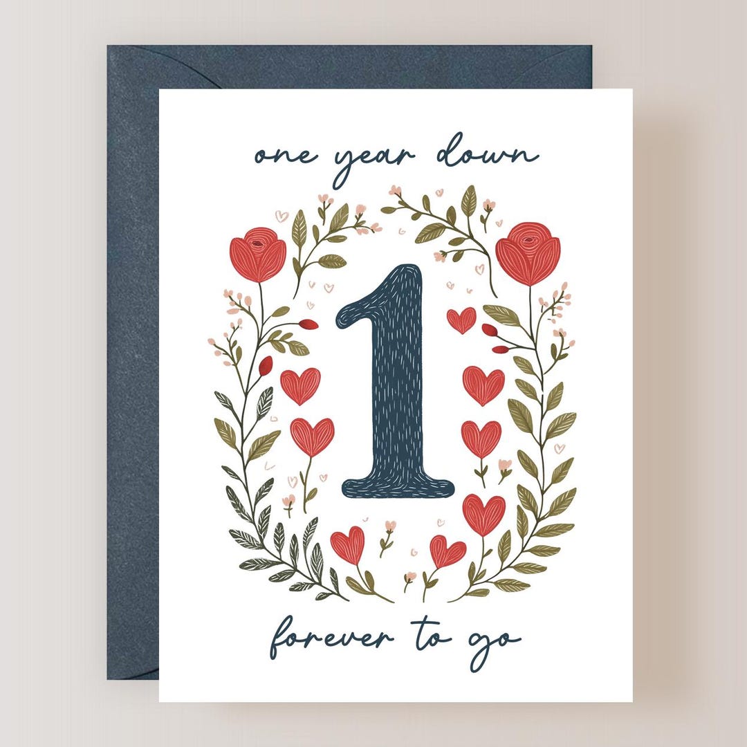 1 Year Anniversary Card, for Husband, for Wife - (FPSANN0009) - Etsy