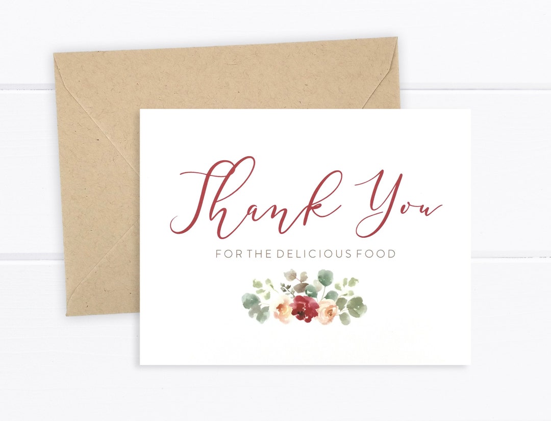 Thank You for the Delicious Food Card Wedding Card Caterer - Etsy