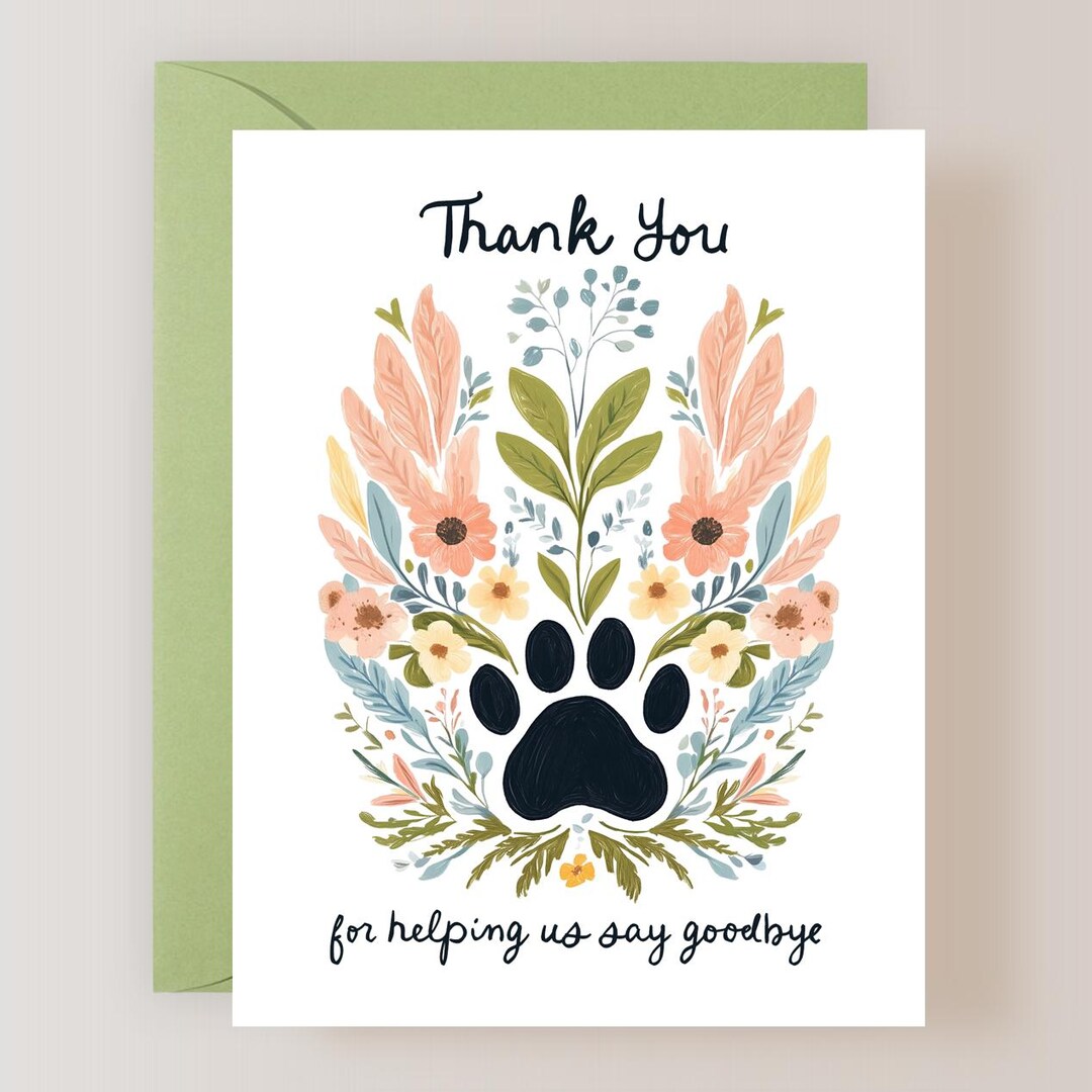 Vet Thank You Card, Loss of Pet Card, Thank You Card for Veterinarian ...
