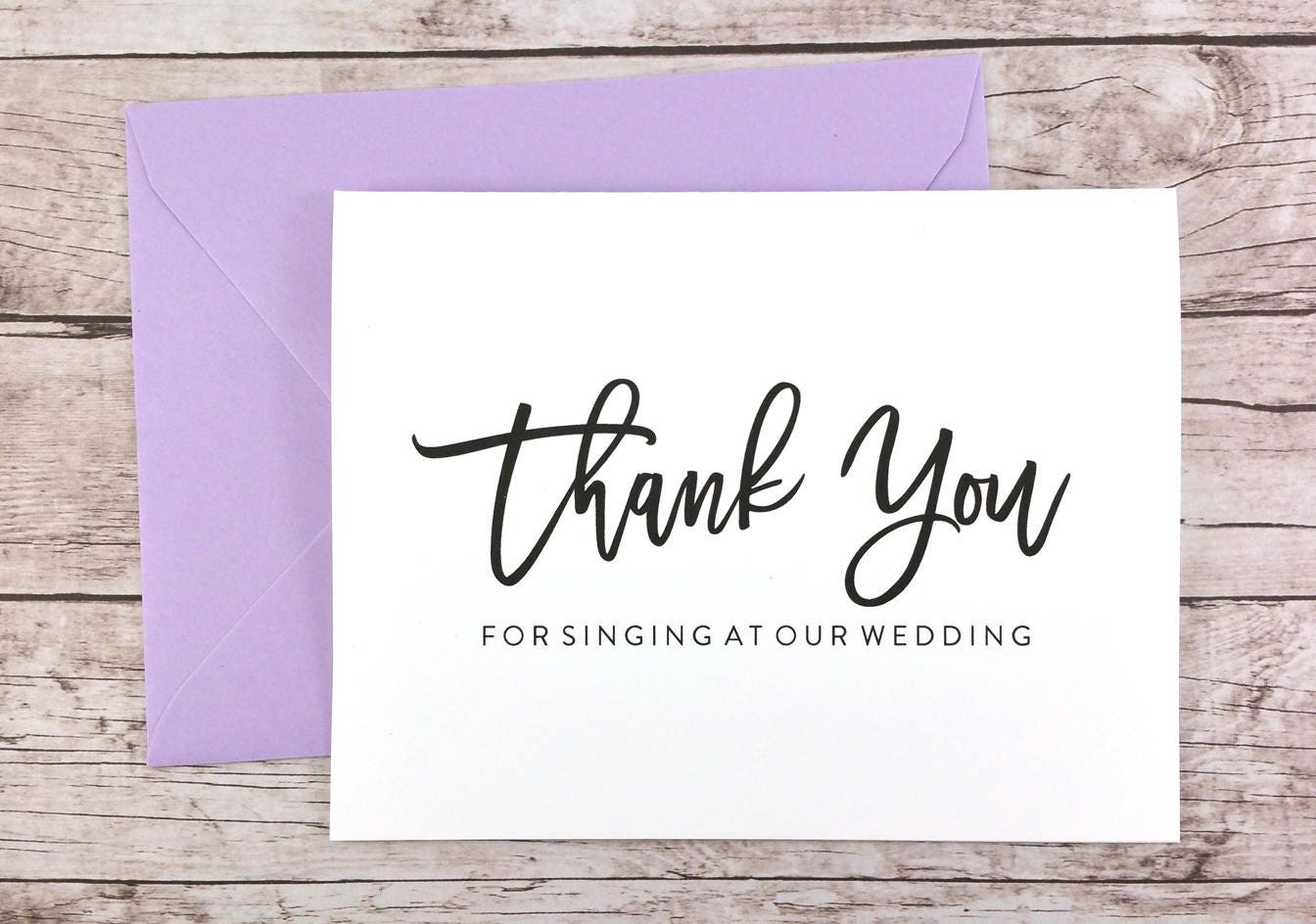 Thank You For Singing At Our Wedding Card Wedding Singer | Etsy