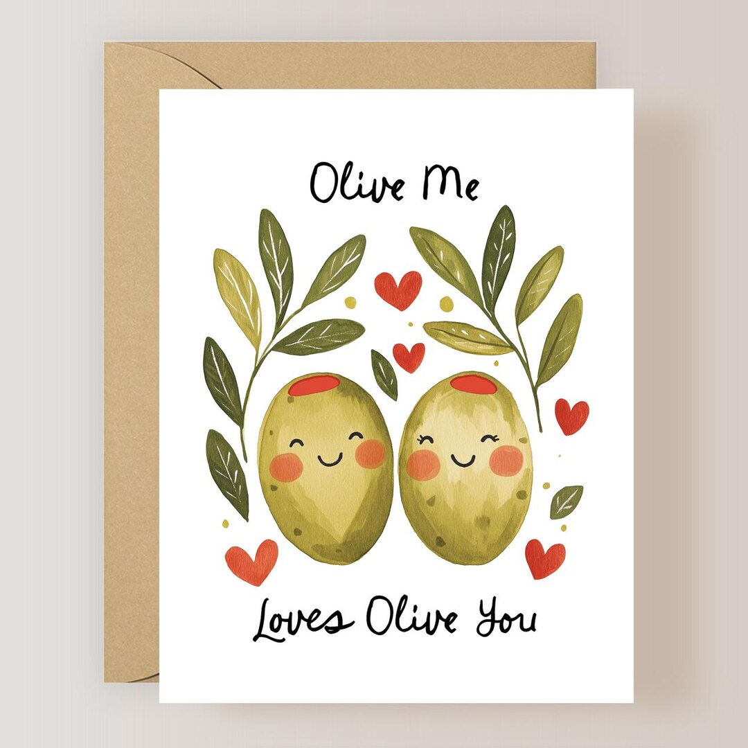 Olive Card, Cute Valentines Day Card, Anniversary Card, Love Card ...