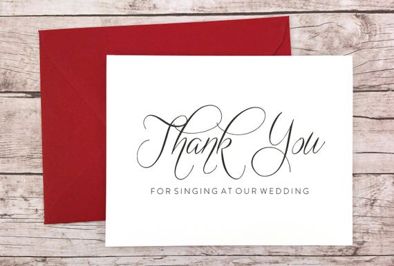Thank You for Singing at Our Wedding Card Wedding Singer | Etsy