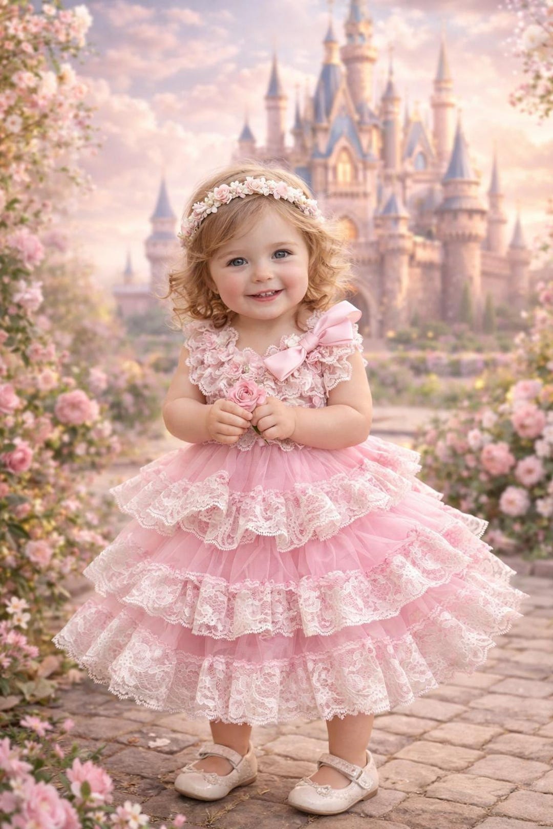 Pink Lace Toddler Princess Dress, Shabby Chic Fairy Tale Outfit ...