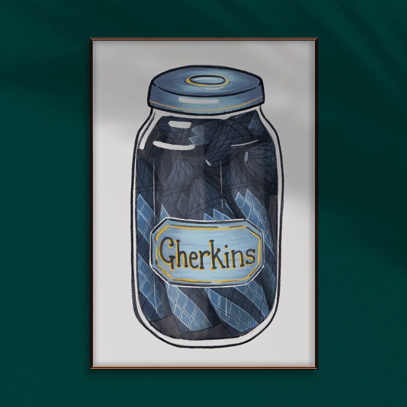 The Gherkin London Skyscraper Illustration A5 Print Funny Travel ...