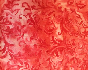 Red batik fabric | Etsy
