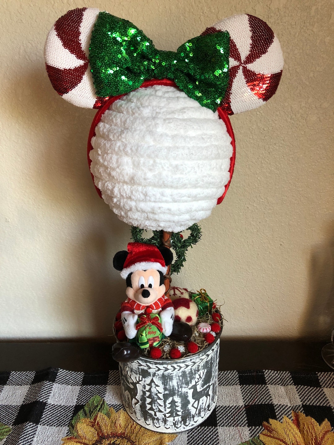 Mickey Mouse Winter Topiary, Disney Topiary Decor, Mickey Mouse Xmas ...