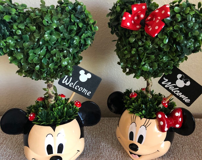 Mickey and Minnie Set of Topiaries Mickey Topiary Decor - Etsy