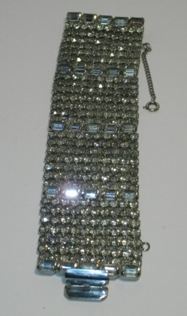 Stunning Vinatge TEN Row Wide Rhinestone Bracelet - Etsy