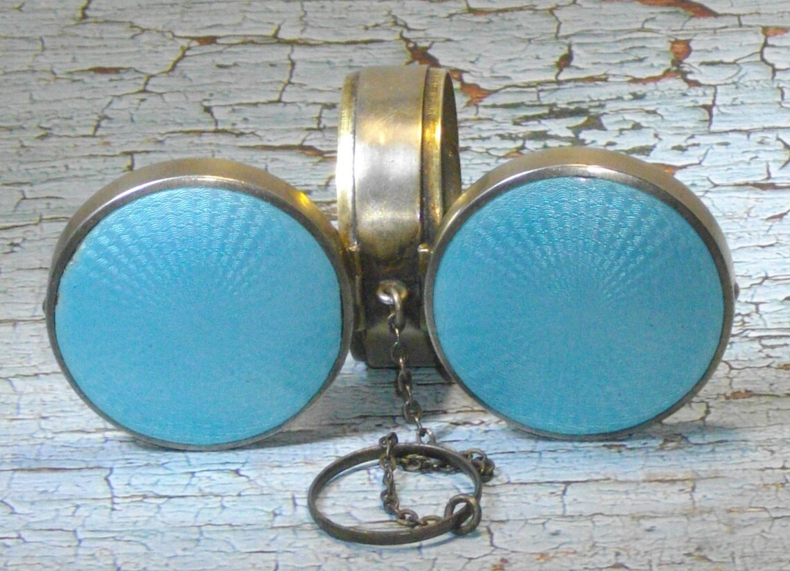 Antique Foster and Bailey Sterling Robins Egg Guilloche Enamel Dual ...