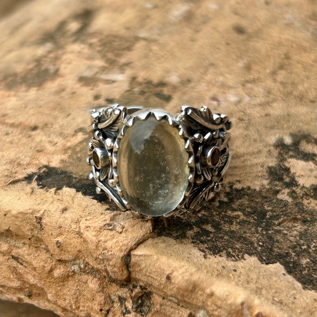 Libyan Desert Glass Ring, LDG Ring, Organic Ring, Silver 925, Sterling ...