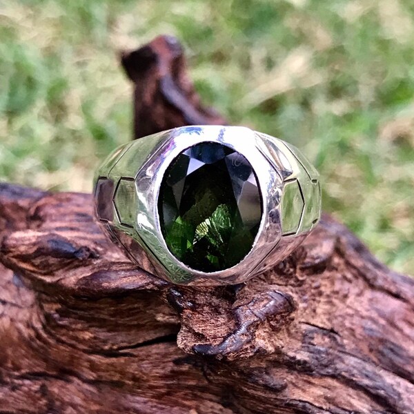 Moldavite Ring Men - Etsy