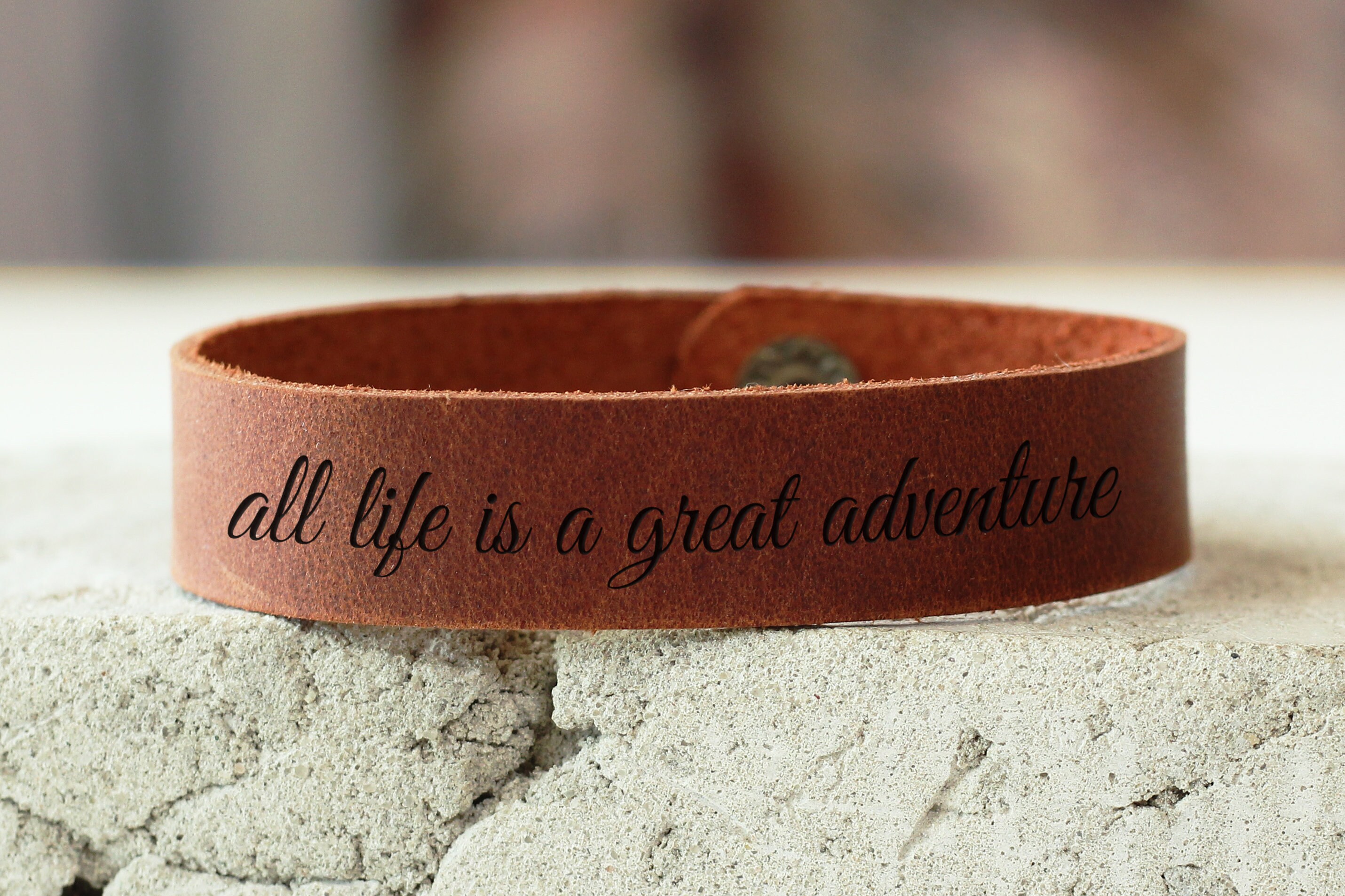 Personalized Leather Bracelet for Man Custom Brown Cuff - Etsy