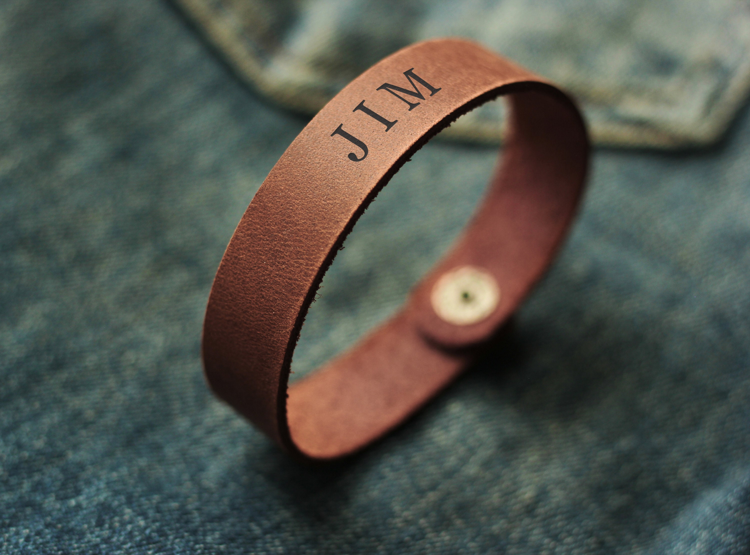 Personalized Leather Bracelet for Man Custom Brown Cuff - Etsy