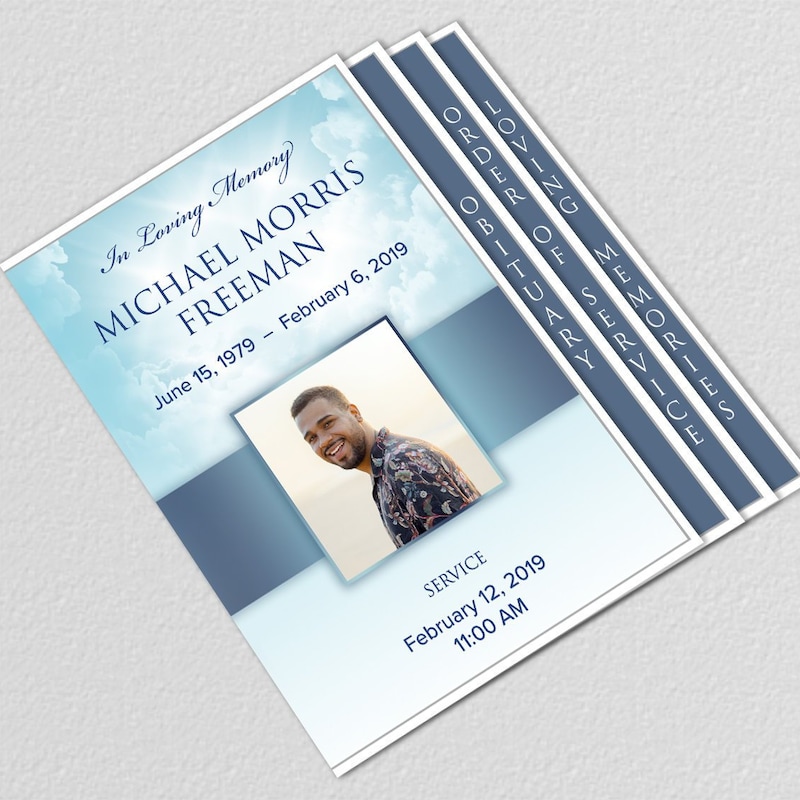 Graduated Fold Funeral Program Template - Etsy