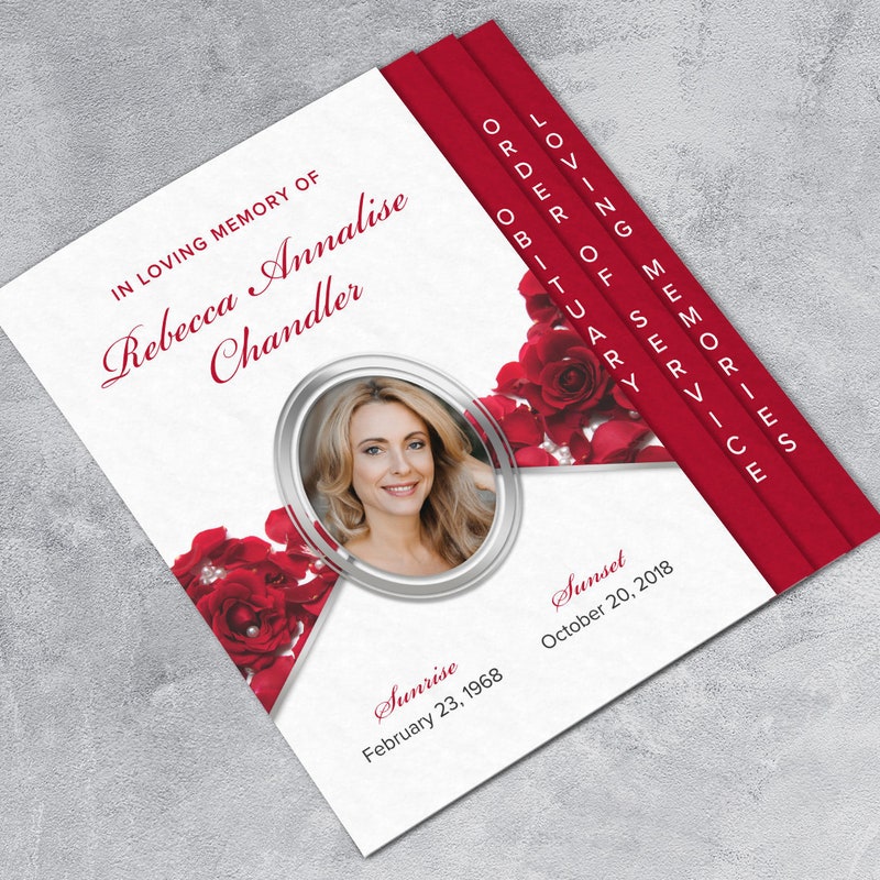 Red Funeral Program - Etsy