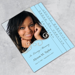 Light Blue Funeral Program Template: Graduated Fold, 8 Pages, 8.5x11 ...
