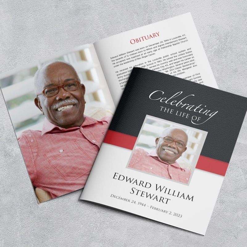 Funeral Program Red and Black - Etsy