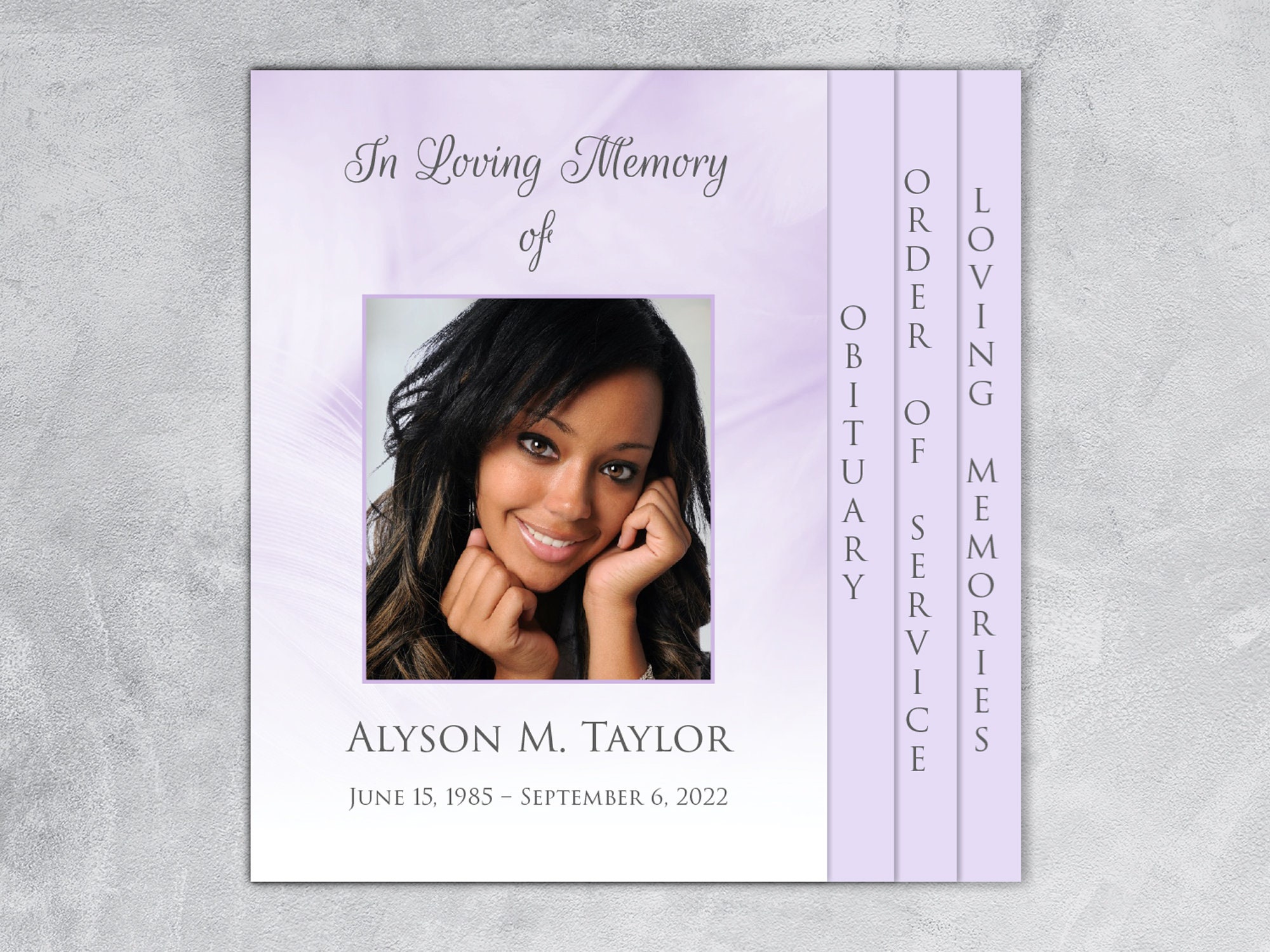Lavender Funeral Program Template Graduated Fold Apple - Etsy