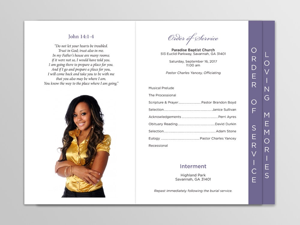 Funeral Program Template Graduated Fold 8 Page Adobe - Etsy UK