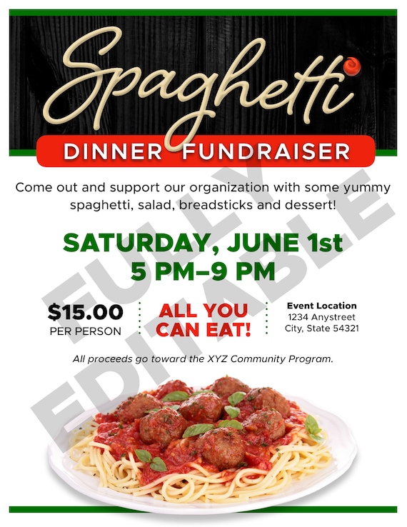 Spaghetti Dinner Fundraiser Flyer Template