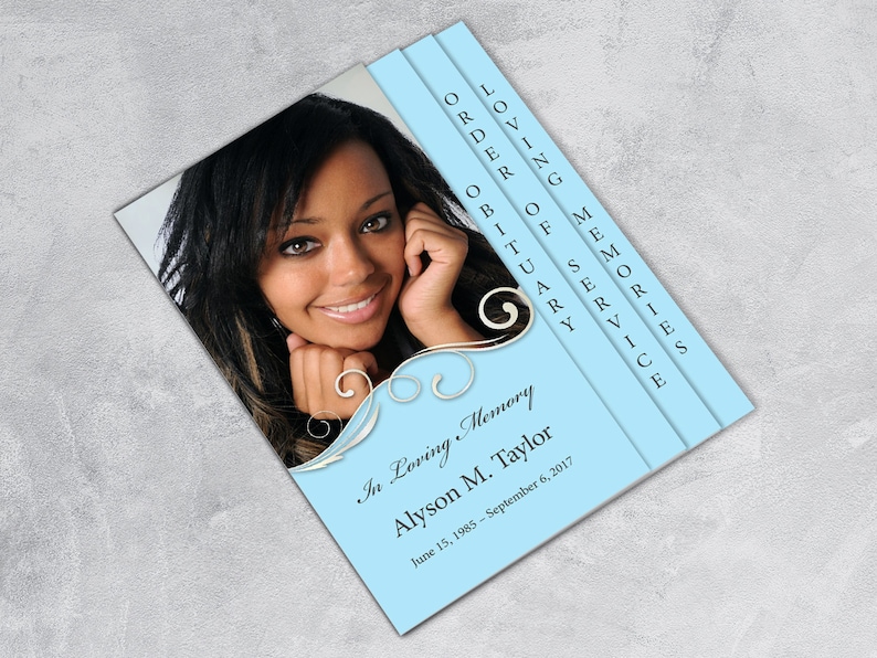 Light Blue Funeral Program Template Graduated Fold 8 Pages - Etsy Hong Kong