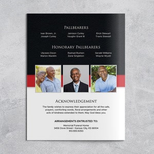 Black and Red Funeral Program Booklet Template 8pg 11x17 | Canva ...