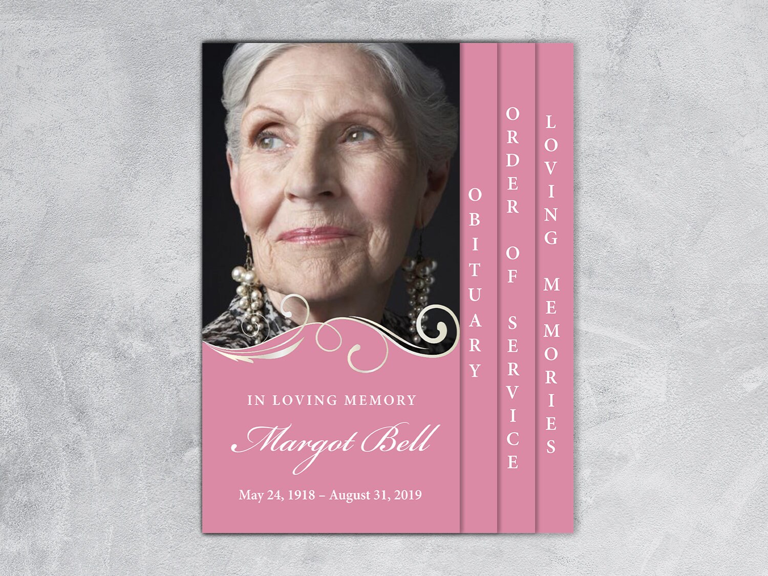 Pink Funeral Program Template Graduated Fold Apple Pages | Etsy