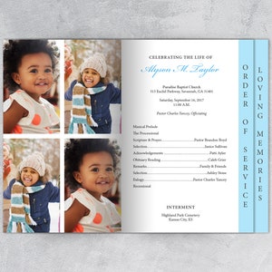 Light Blue Funeral Program Template: Graduated Fold, 8 Pages, 8.5x11 ...