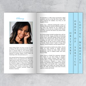 Light Blue Funeral Program Template: Graduated Fold, 8 Pages, 8.5x11 ...