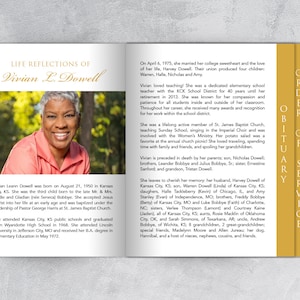 Gold & White Floral Funeral Program Template: Graduated Fold, 8-pages ...