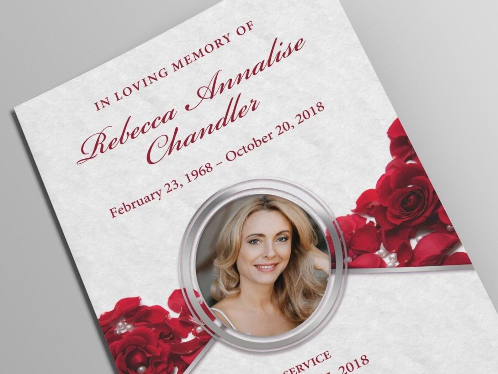 Roses & Pearls Funeral Program Template Apple Pages MS | Etsy