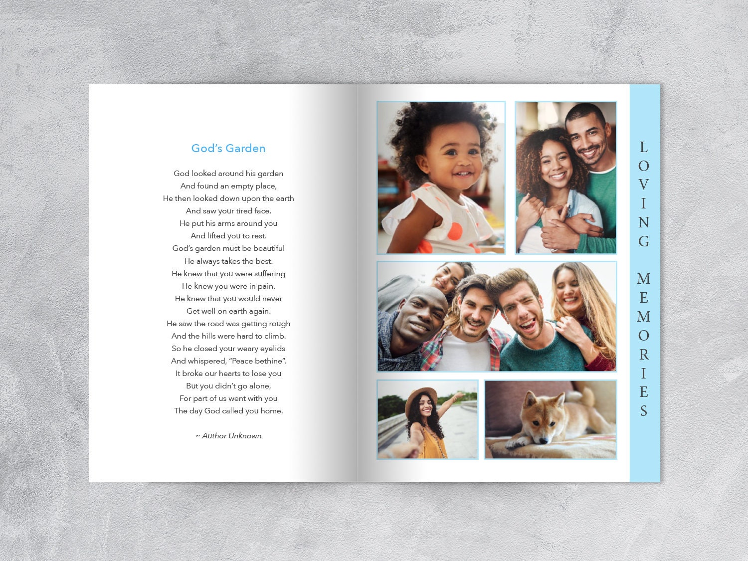 Light Blue Funeral Program Template: Graduated Fold, 8 Pages, 8.5x11 ...