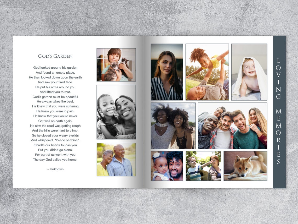 Charcoal Gray Funeral Program Template: Graduated Fold, 8 Pages, 8.5x14 ...