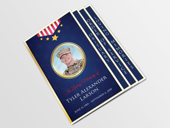 Military Funeral Program Template Graduated Fold Apple | Etsy
