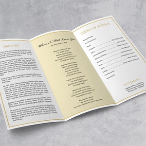 Black and Gold Trifold Funeral Program Template | Canva | Apple Pages ...