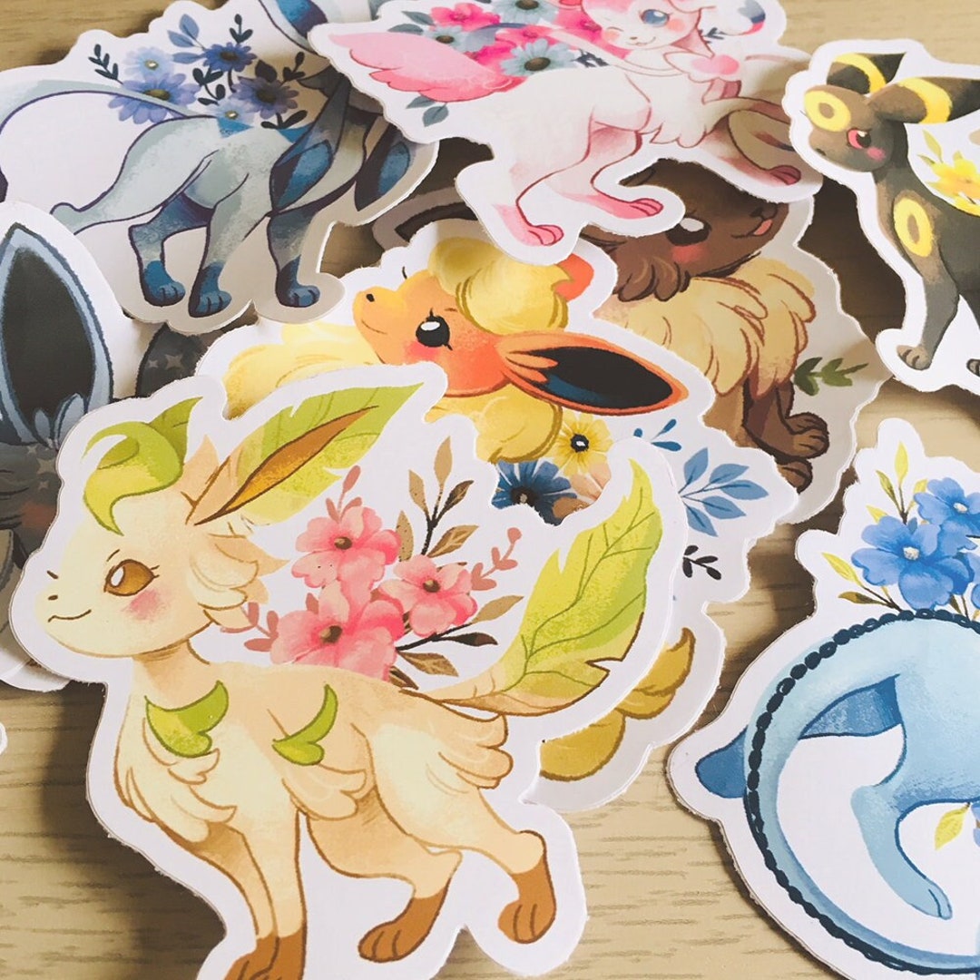 Garden Floral Eeveelution Inspired Stickers Flowers Cottagecore - Etsy