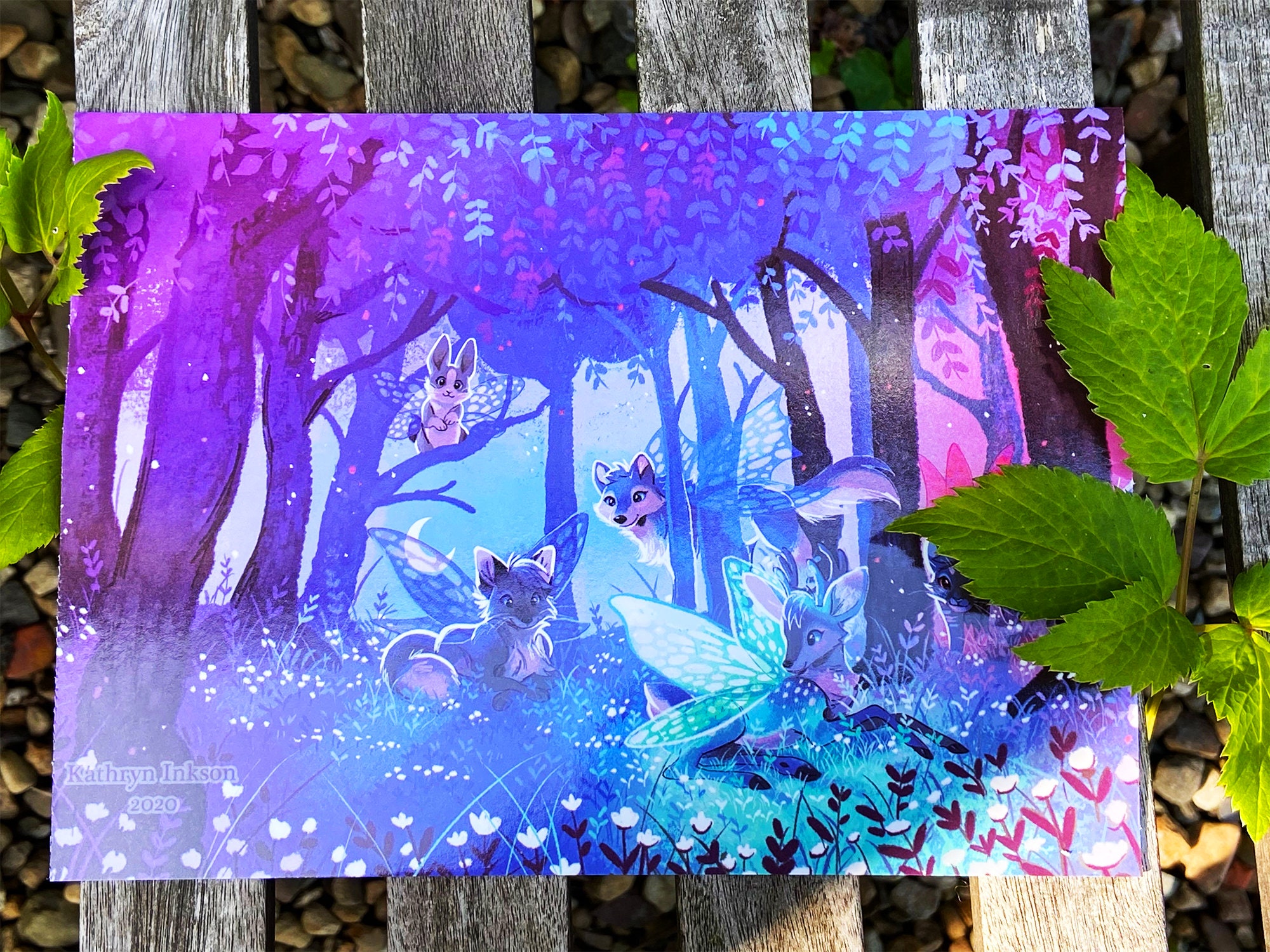 Evening Woodland Animal Fairies Art Print | Etsy