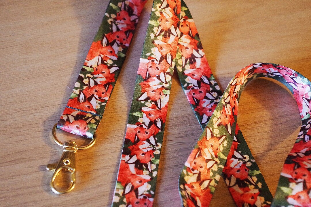 Floral British Wildlife Fox Lanyard - Etsy