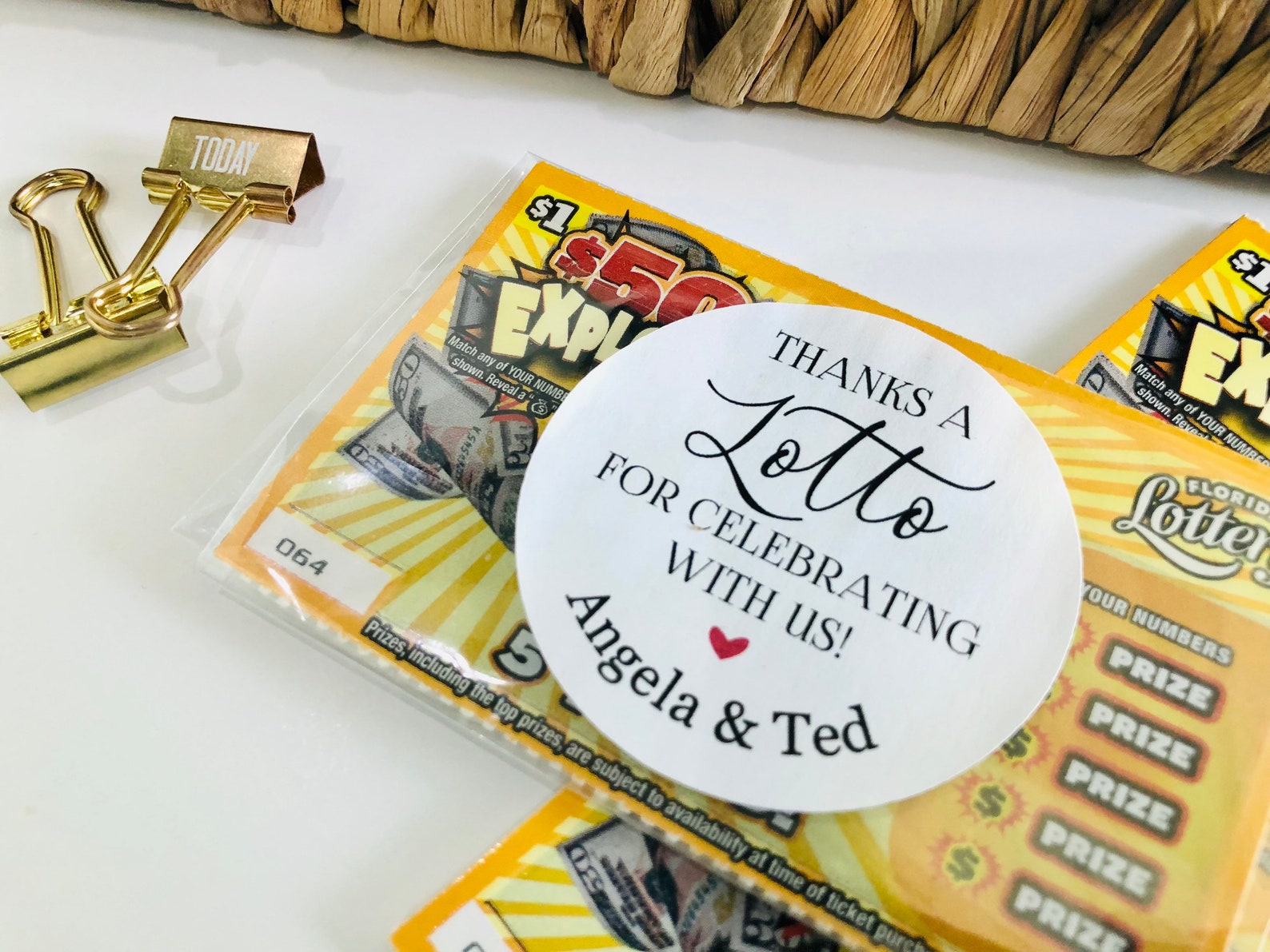 Scratch off Lottery Ticket Wedding Guest Favors Stickers, Custom Thanks ...