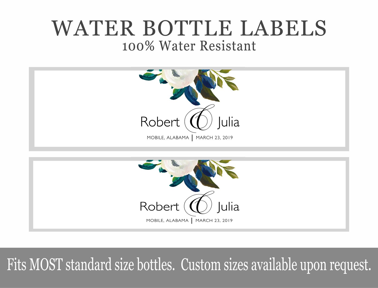 Magnolia Wedding Water Bottle Labels: Personalized Guest Favors (set of ...