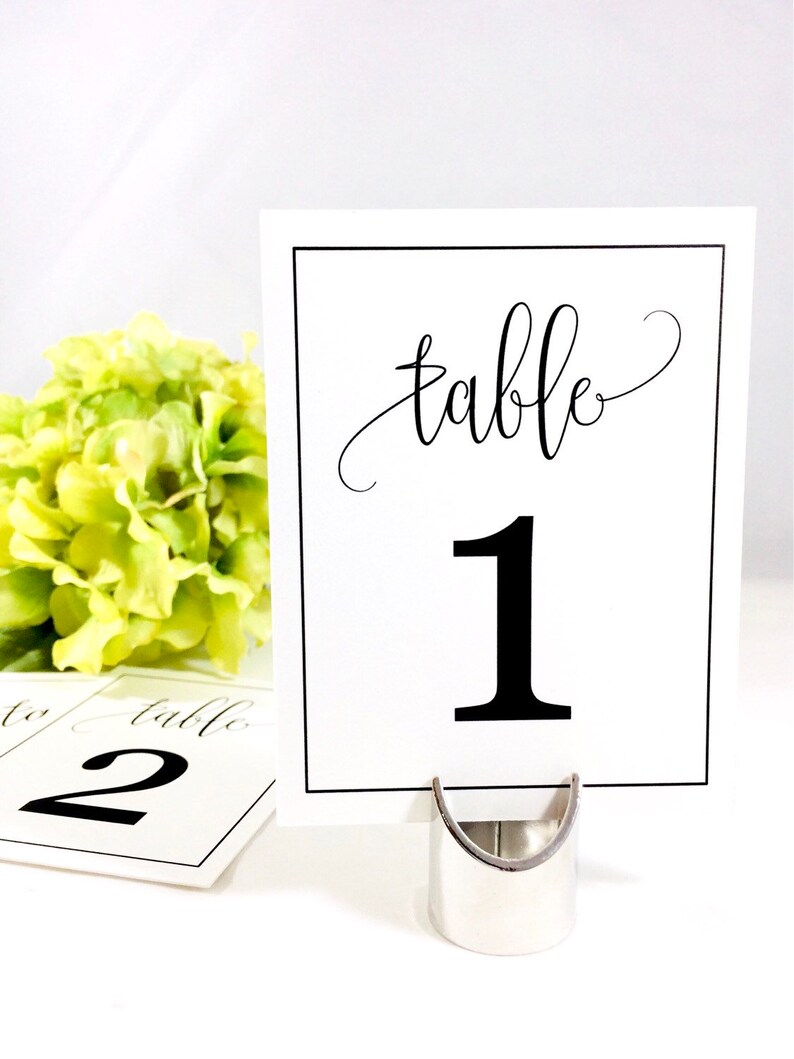 Wedding Table Number Cards 4x6 Modern Black Table Numbers | Etsy