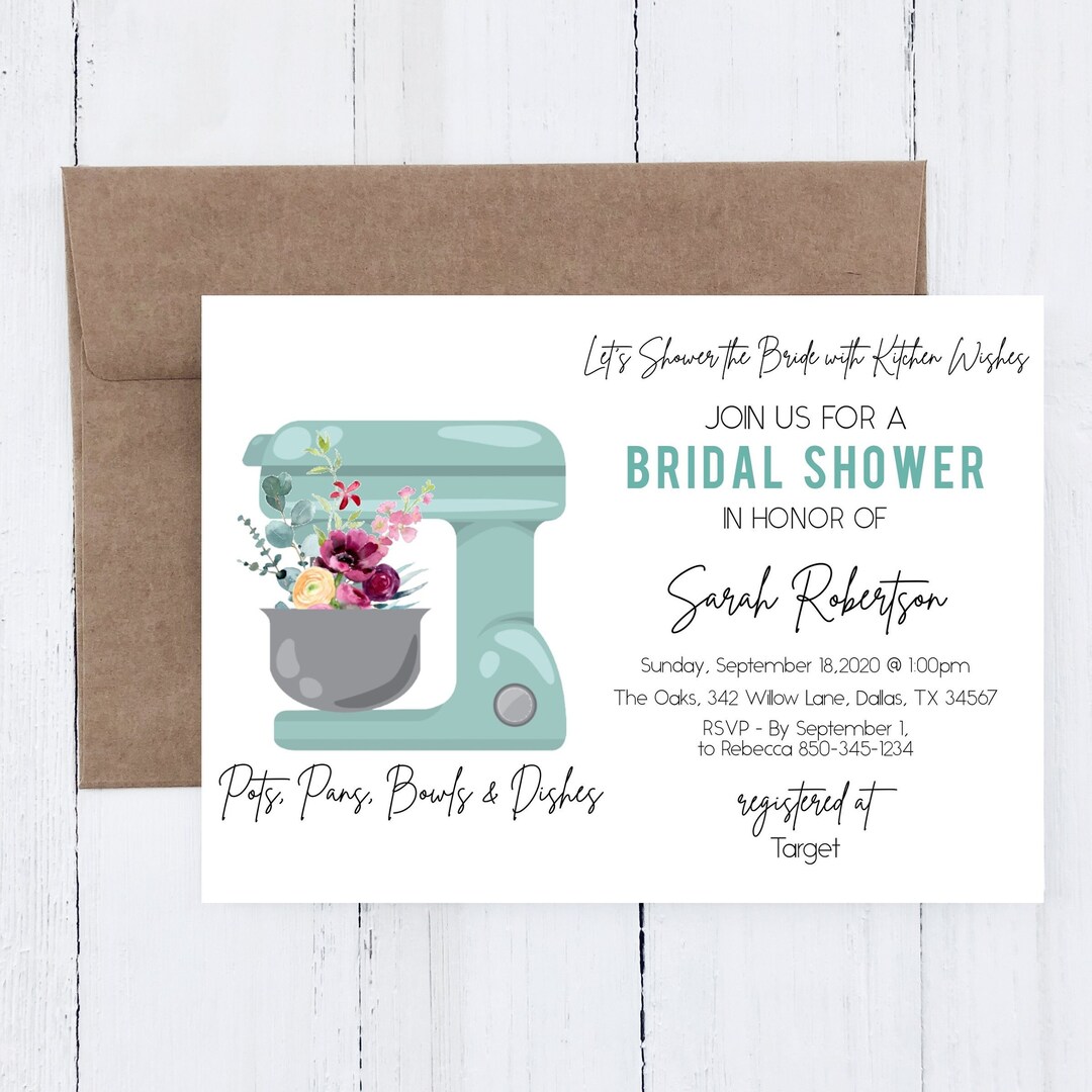 Digital Instant Download, Bridal Shower Invite, Kitchen Mixer Wedding ...