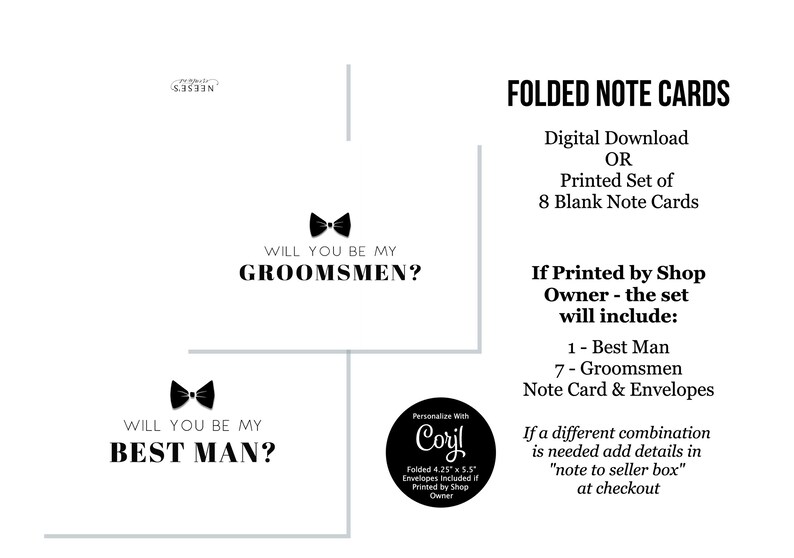 Groomsmen Best Man Proposal Blank Note Cards Groomsman - Etsy
