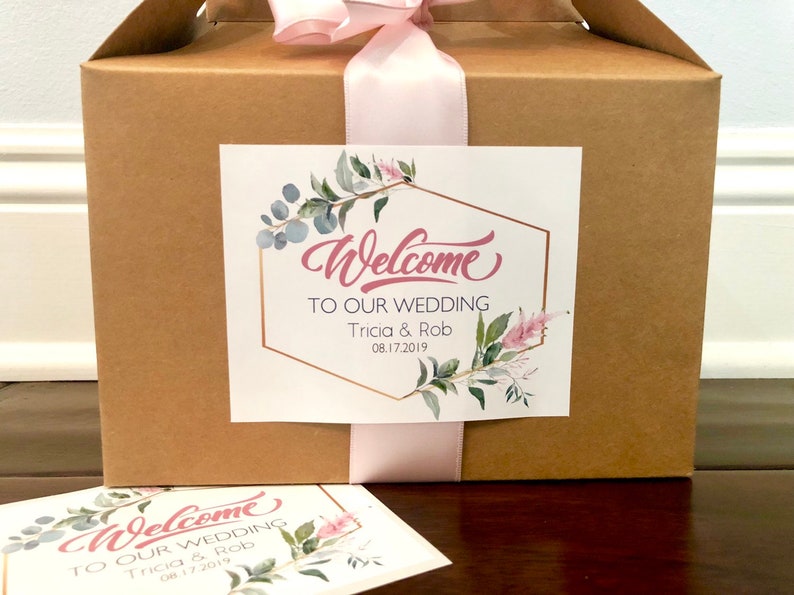 Wedding Welcome Box Stickers: Personalized Gable Box Labels (set of 12 ...
