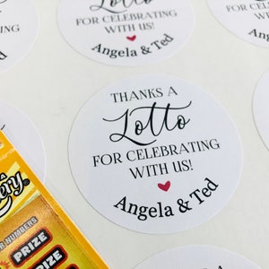 Scratch off Lottery Ticket Wedding Guest Favors Stickers, Custom Thanks ...